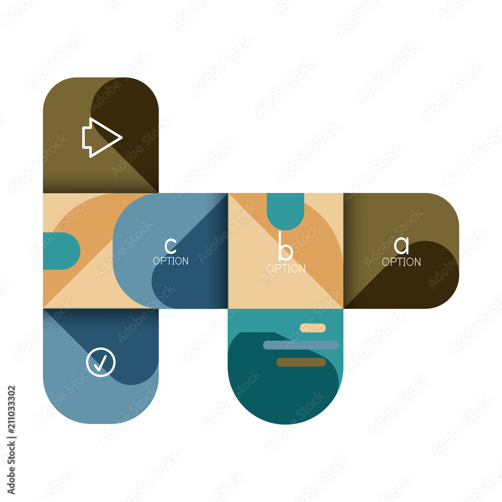 Infographics option and step by step in rounded squares, element of ...