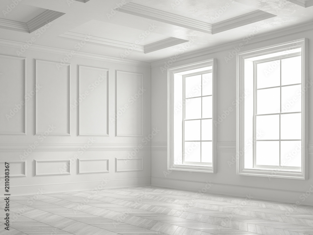 Interior empty room 3D rendering Stock Illustration | Adobe Stock