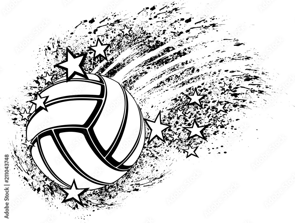 Volleyball Star Grunge Splatter Stock Vector | Adobe Stock