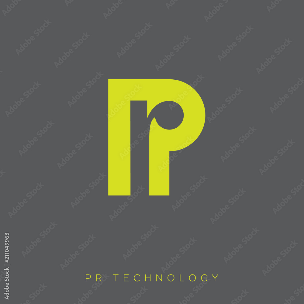 PR technology logo. Public relations emblem. Flat style monogram. P and ...