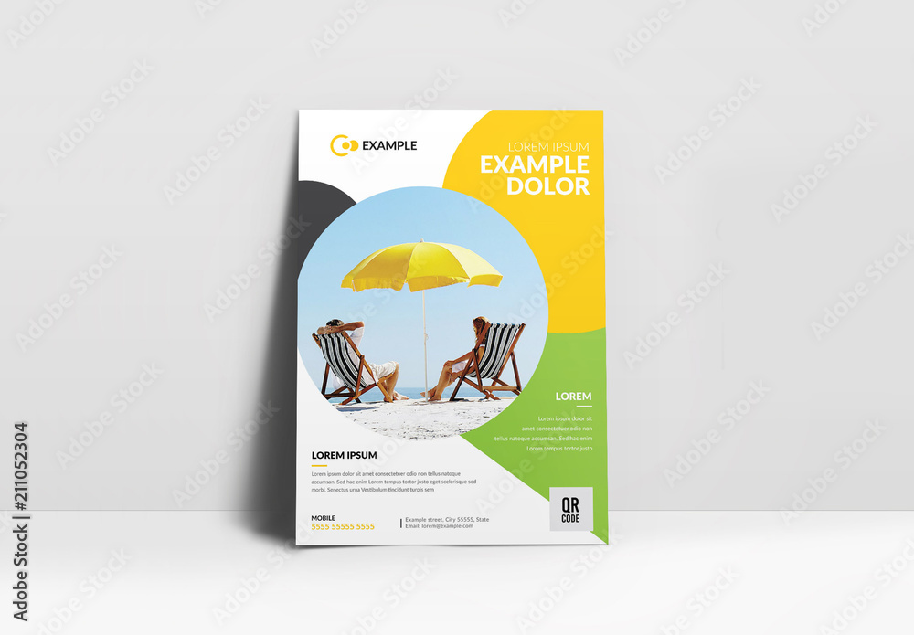 Yellow and Green Business Flyer Layout Stock Template | Adobe Stock