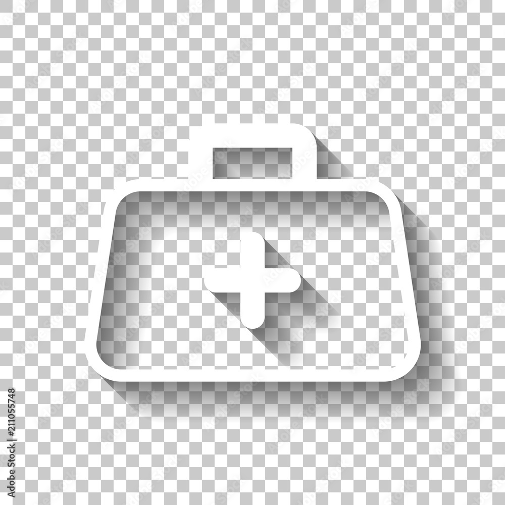 first-aid kit, outline symbol. White icon with shadow on transpa Stock ...