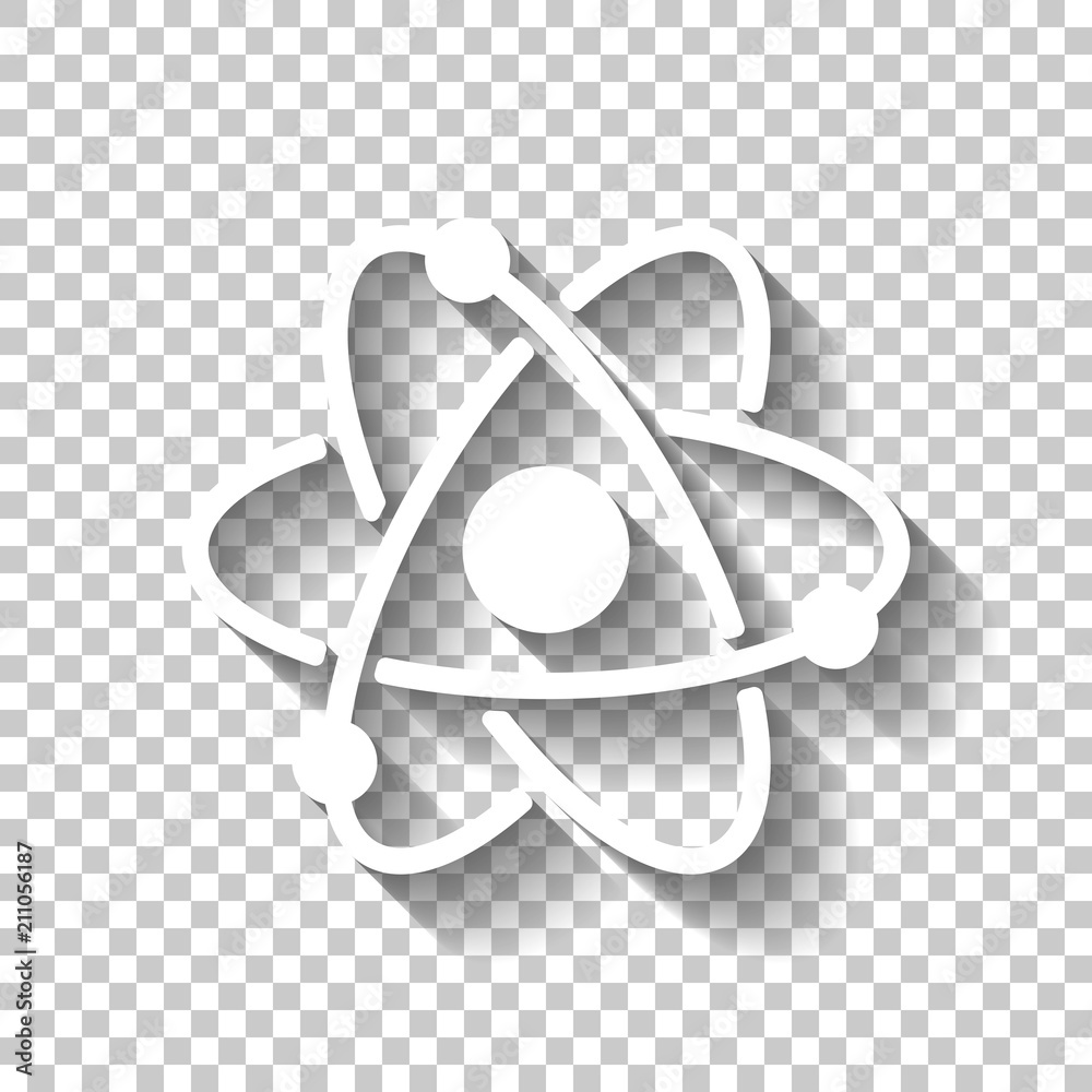 scientific atom symbol, simple icon. White icon with shadow on t Stock ...