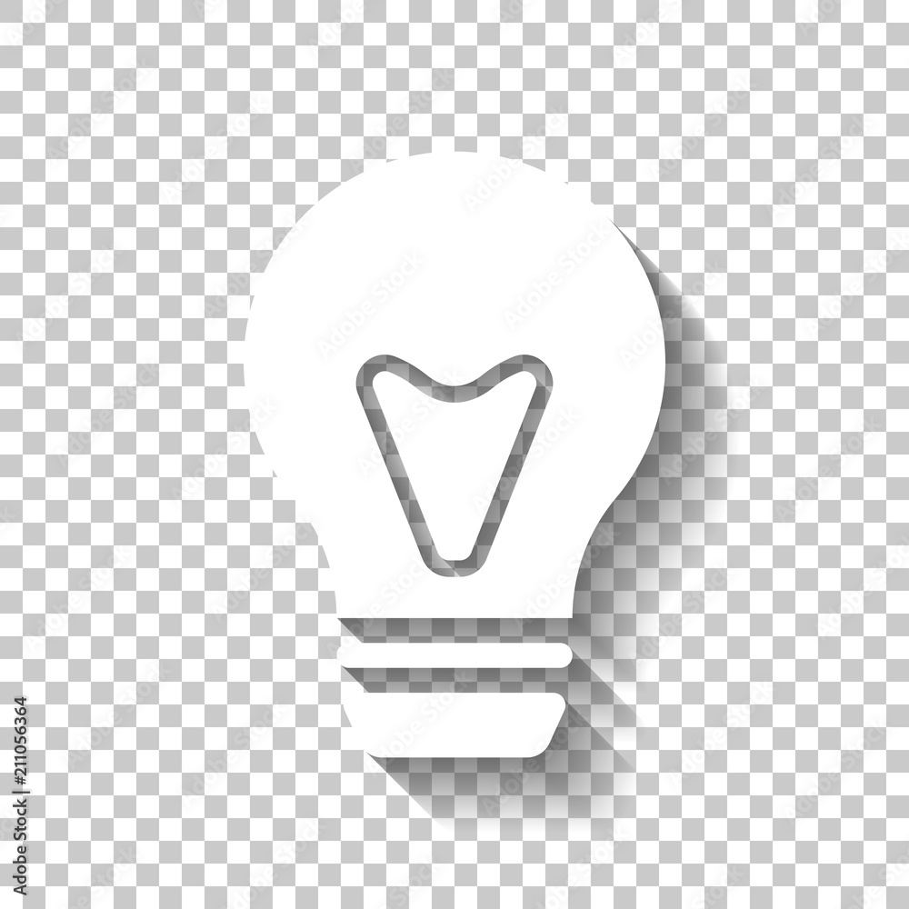 bulb, simple icon. White icon with shadow on transparent backgro Stock ...