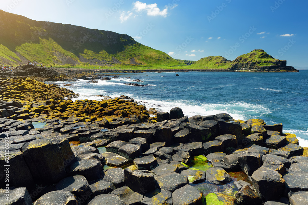 Giants Causeway, an area of hexagonal basalt stones, created by ancient ...