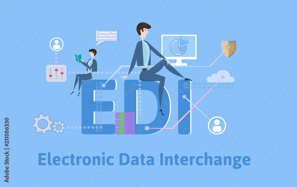 EDI, Electronic Data Interchange. Concept with keywords, letters and ...