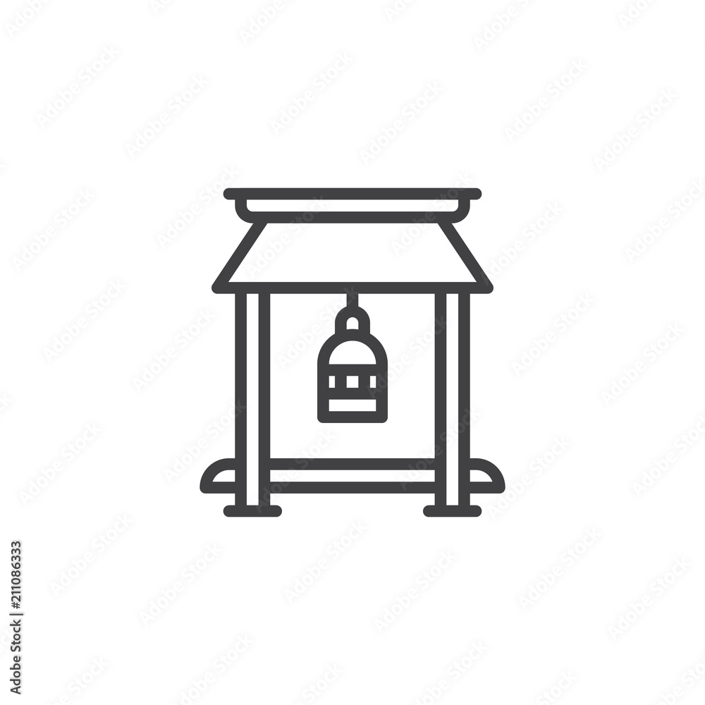 Japanese Temple outline icon. linear style sign for mobile concept and ...