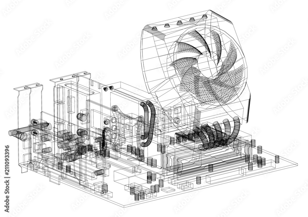 Motherboard Graphic Card and Processor Design Architect Blueprint ...