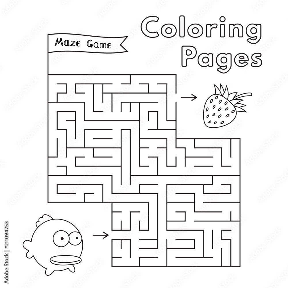 Cartoon Fish Maze Game Stock Vector | Adobe Stock