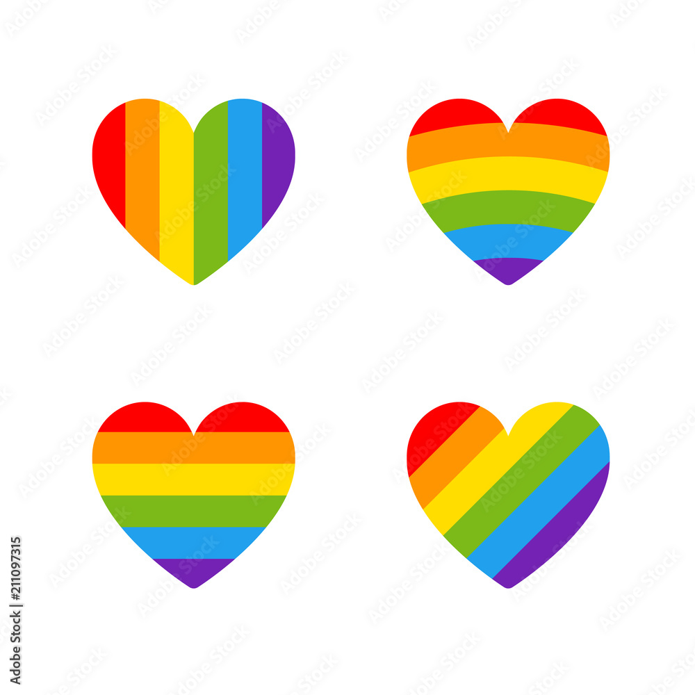 Pride LGBT heart icon set, Lesbian gay bisexual transgender concept ...