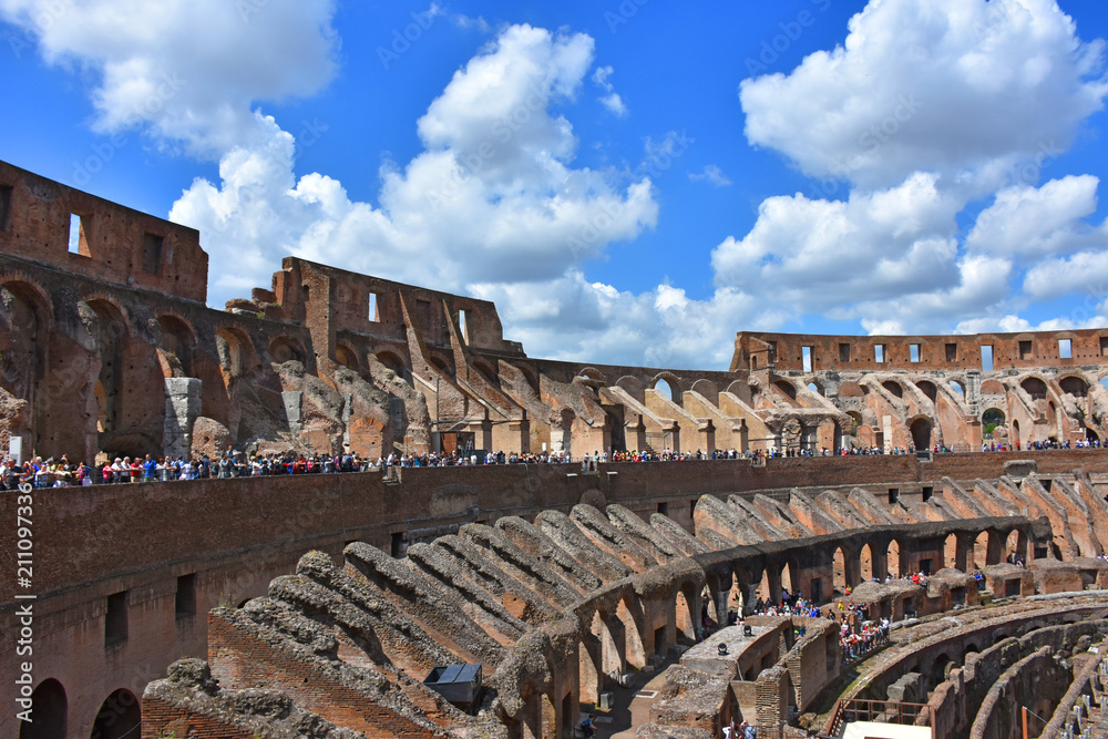 Italy, Rome, Colosseum. View of internal and external architectures ...