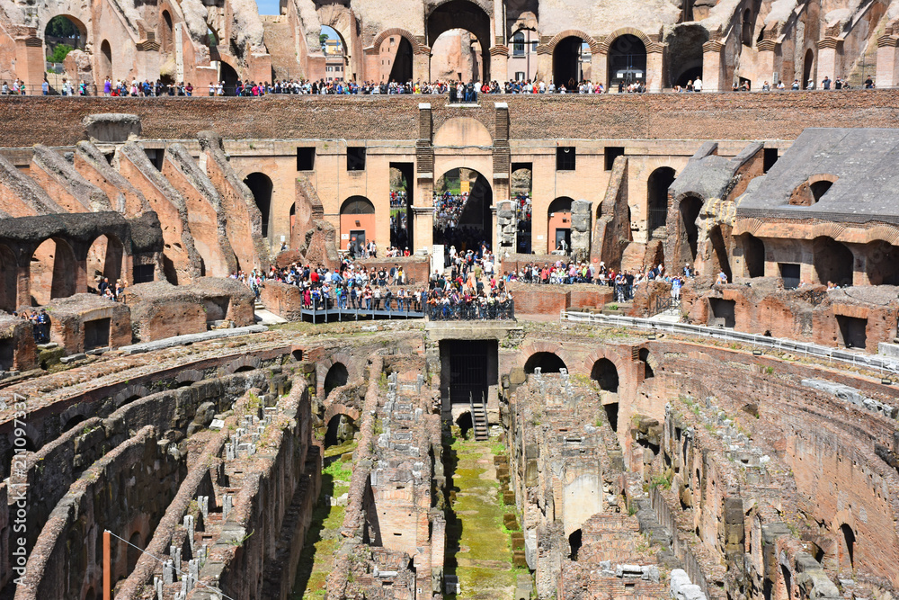 Italy, Rome, Colosseum. View of internal and external architectures ...