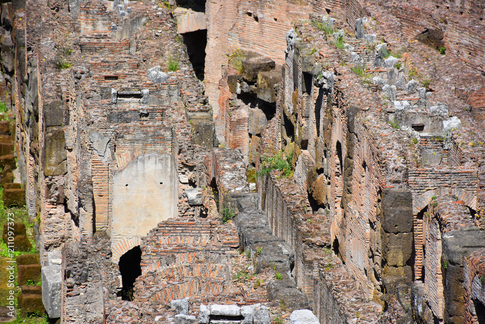 Italy, Rome, Colosseum. View of internal and external architectures ...