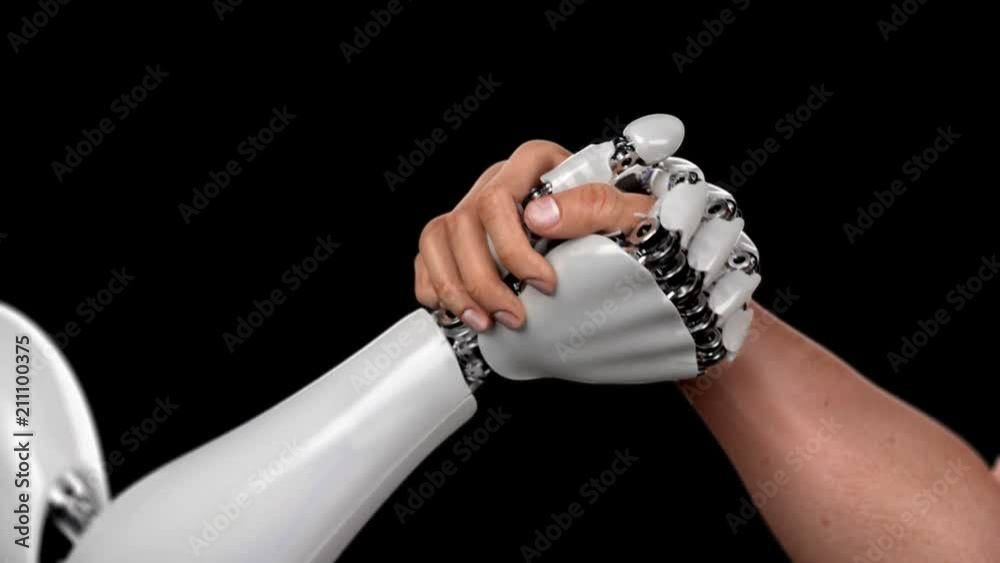 Human Against Robot, Arm Wrestling Competition, Human Win. Beautiful 3d ...