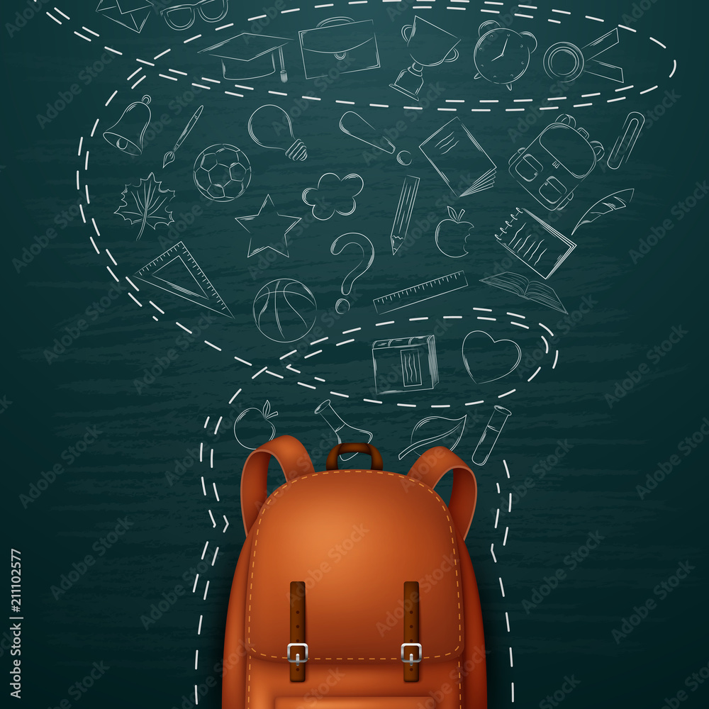 Backpack and Back to school background, with doodle elements on ...