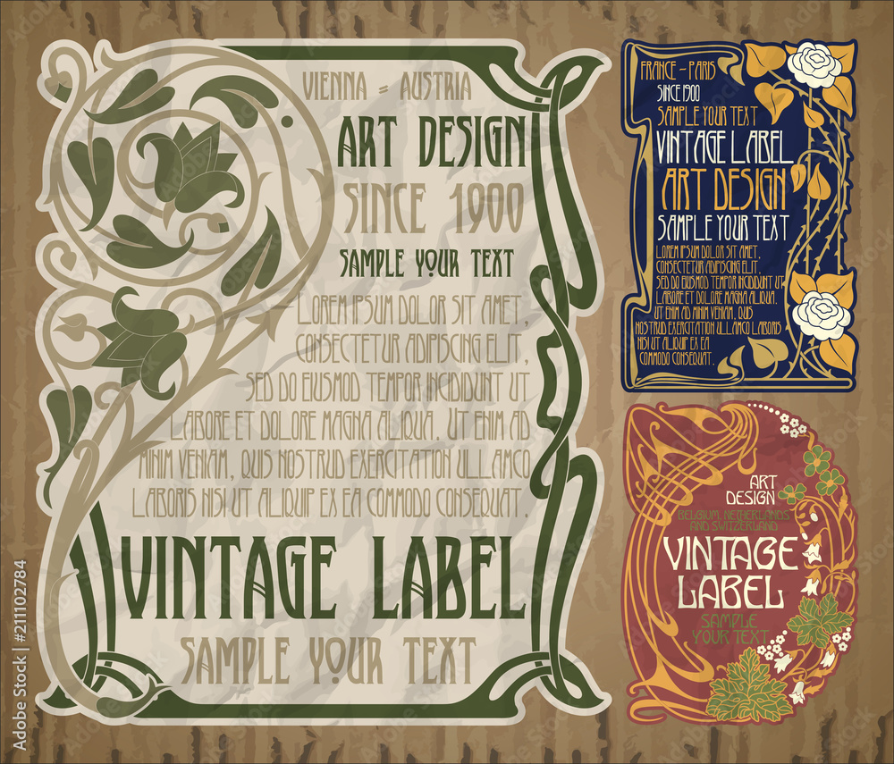 vector vintage items: label Art Nouveau Stock Vector | Adobe Stock