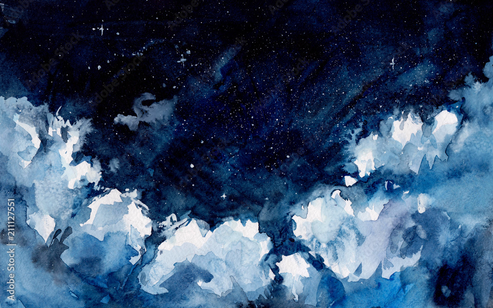 Watercolor night sky Stock Illustration | Adobe Stock