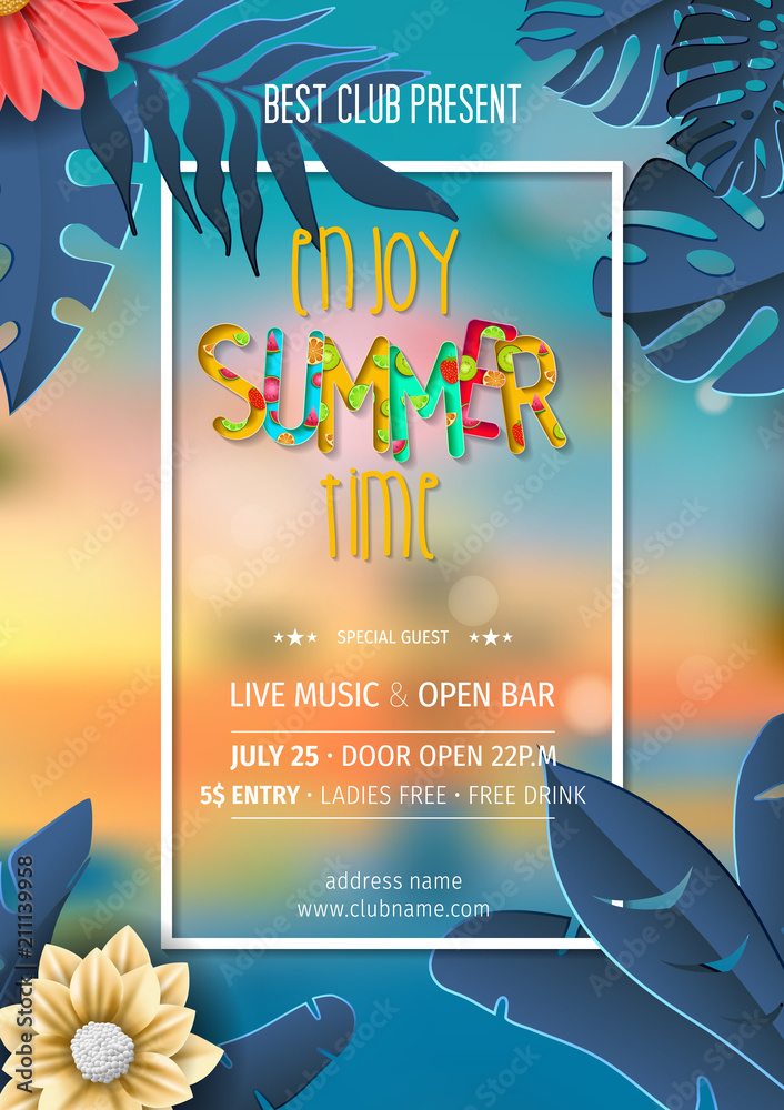 Vettoriale Stock Summer Party Invitation Template Invitation Pool And 
