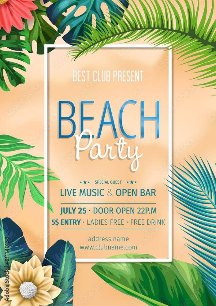 Summer party invitation template invitation. Beach party invitation ... Summer party invitation template invitation. Beach party invitation ...