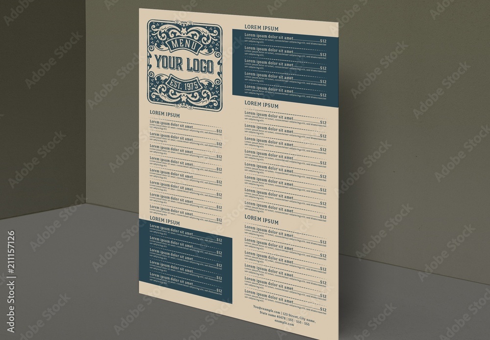 Restaurant Menu Layout with Vintage Illustrations Stock Template ...