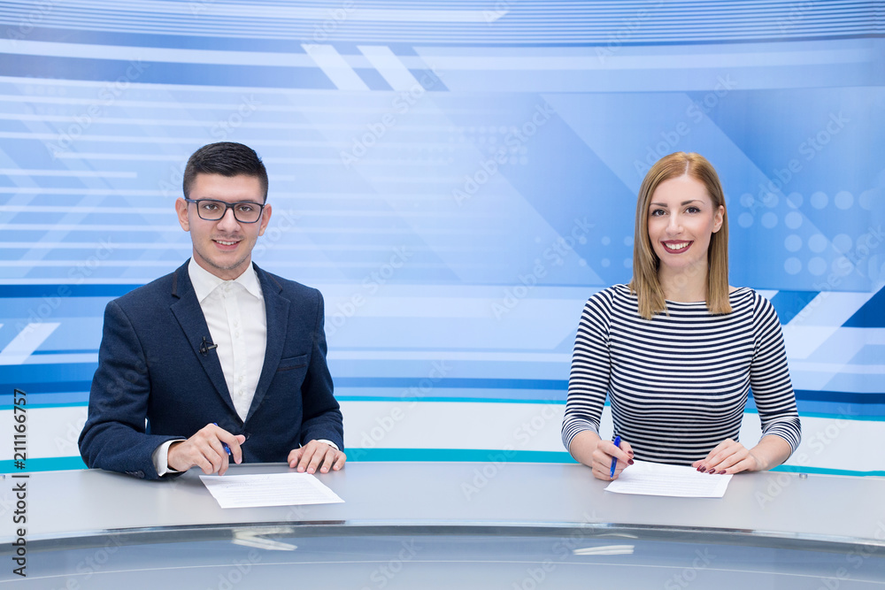Newscasters Stock Photo | Adobe Stock