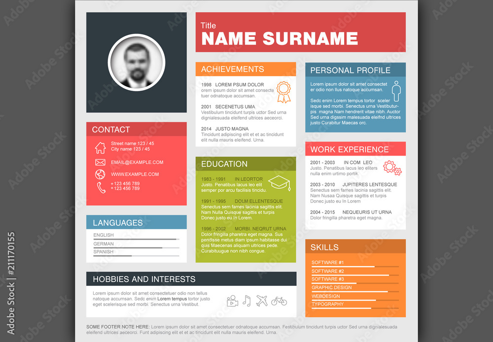 Resume with Square Layout Stock Template | Adobe Stock