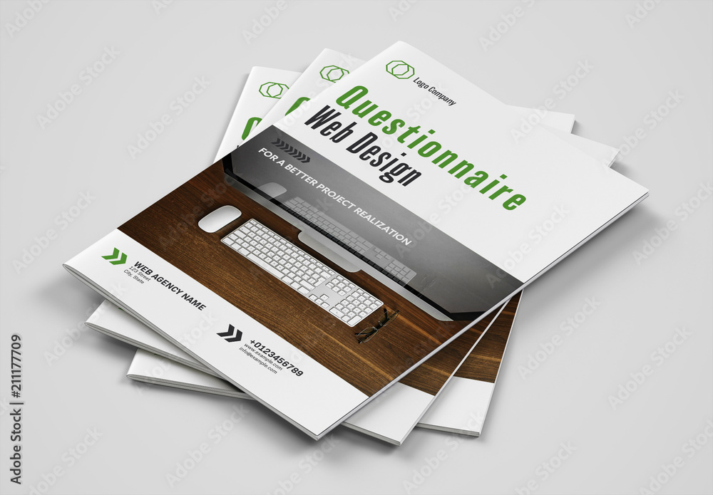 Questionnaire Layout with Green Accents Stock Template | Adobe Stock