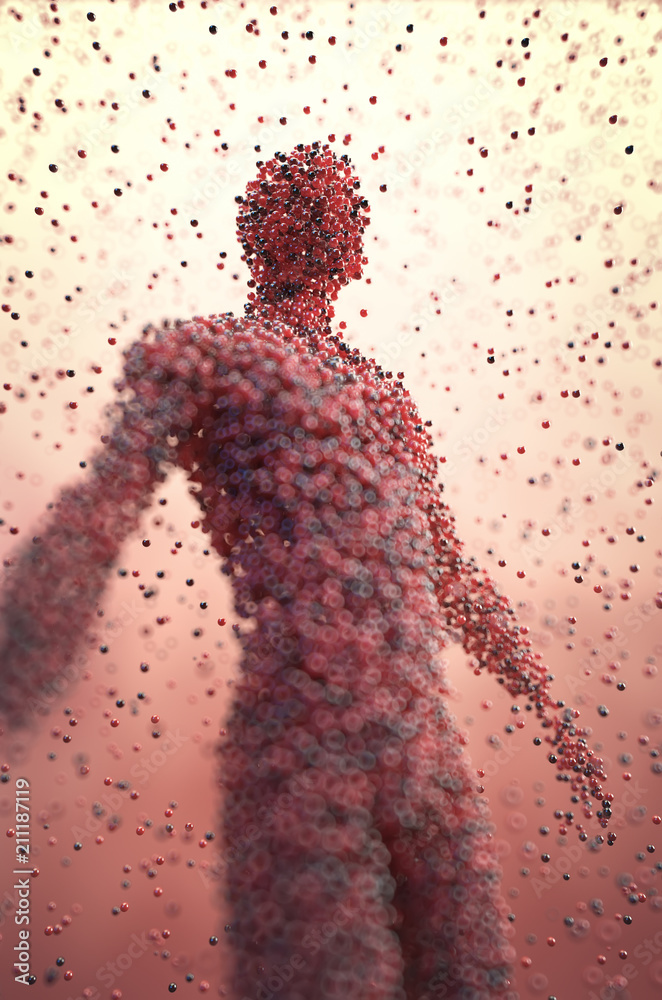 Human body molecular structure. Human body shaped with colored ...