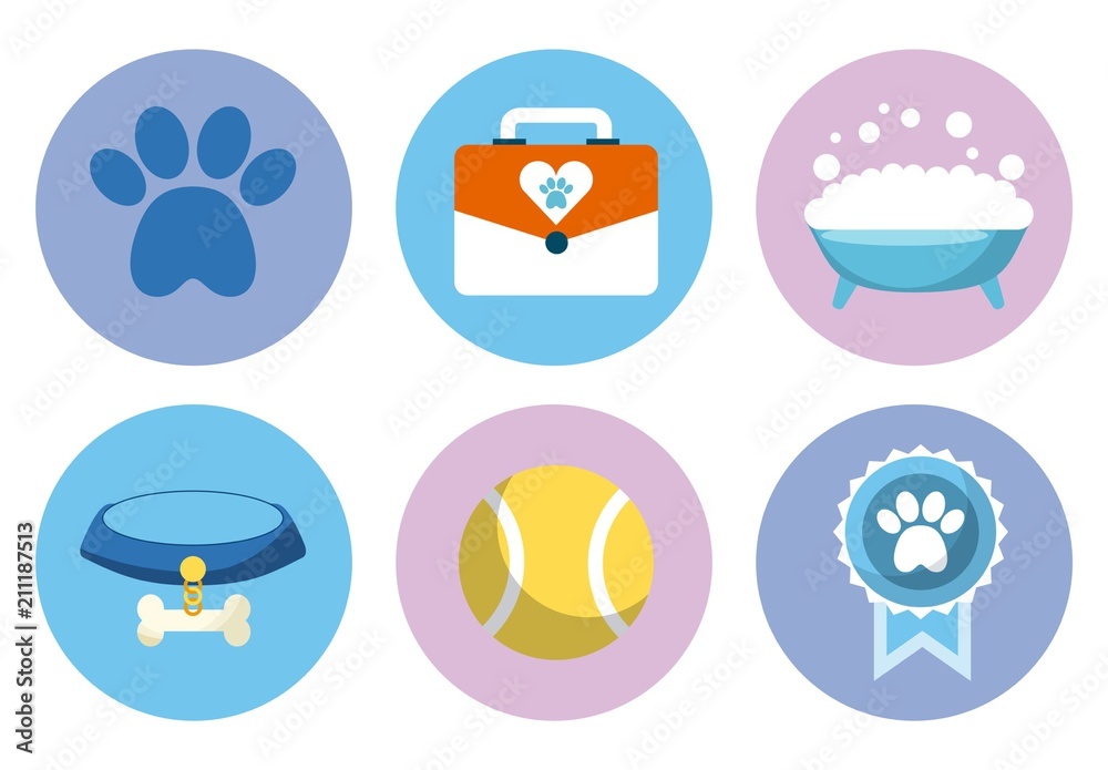 9 Colorful Pet Shop Icons Stock Template | Adobe Stock