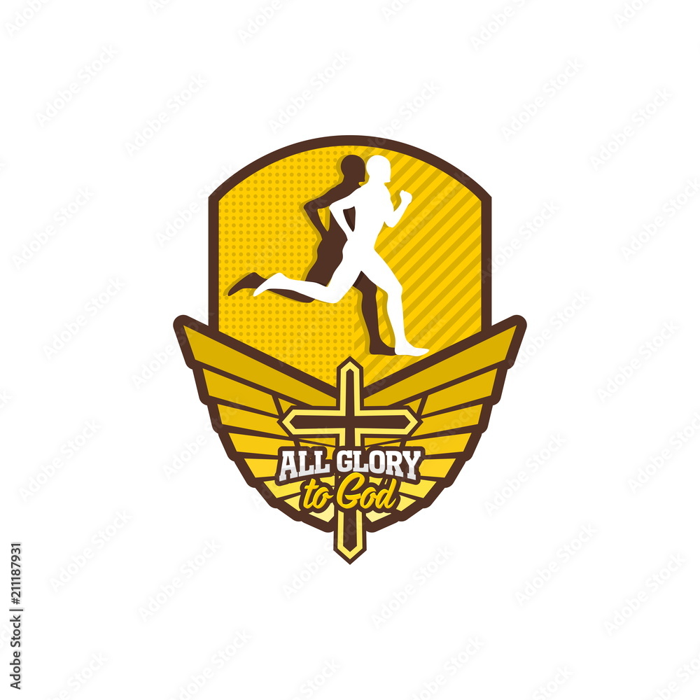 Athletic Christian logo. The cross of Jesus Christ, the wings of the ...