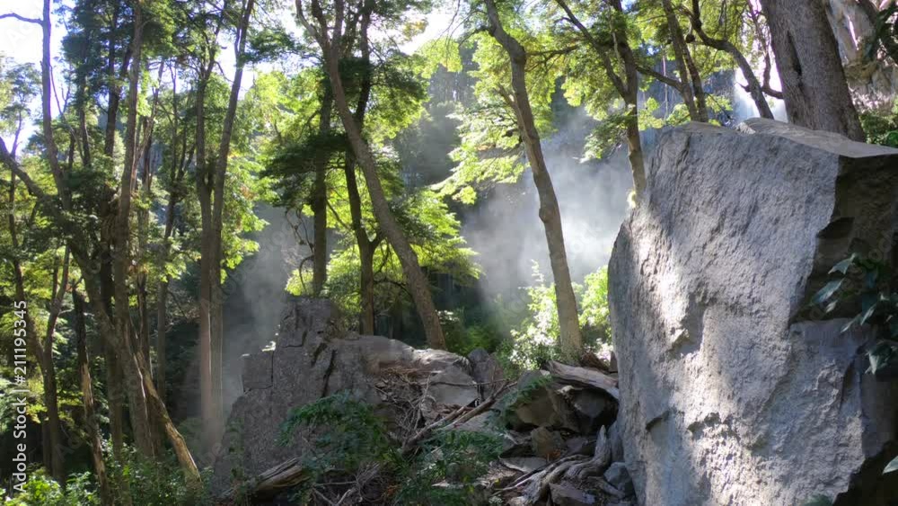 Detail of water vapor of El Saltillo waterfall and its surroundings of ...