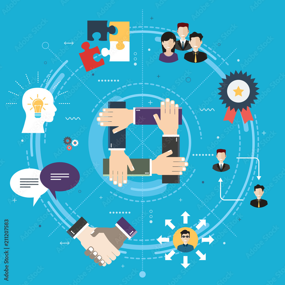 Vecteur Stock Cooperation and collaboration.Teamwork strategy in ...