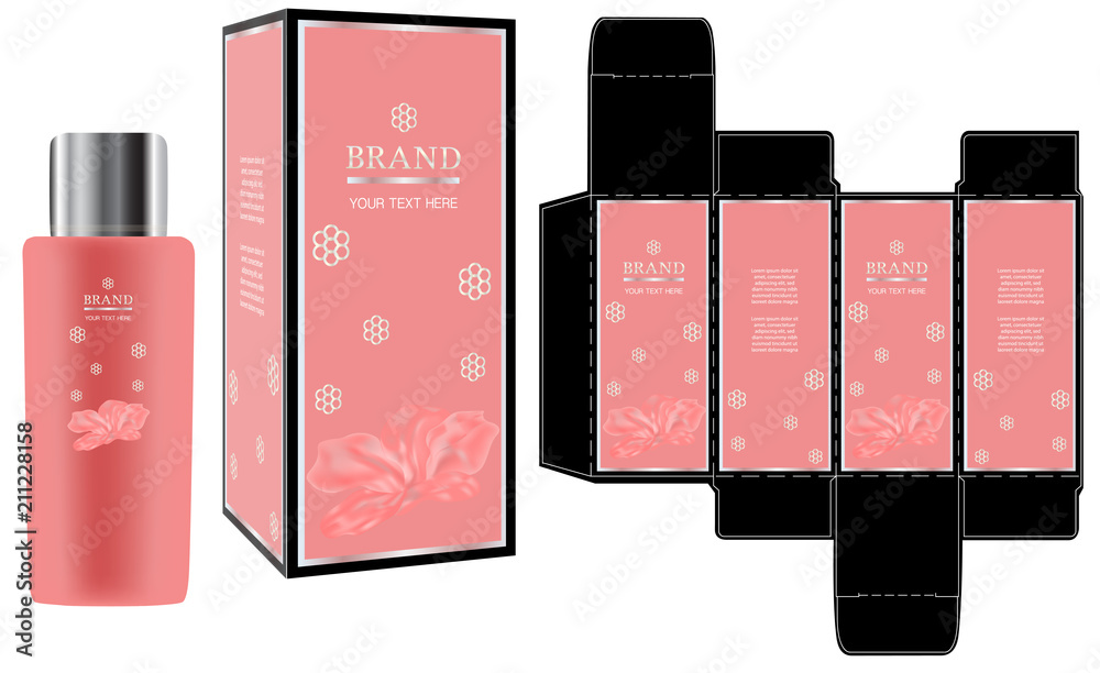 packaging design, label on cosmetic container with luxury box design ...