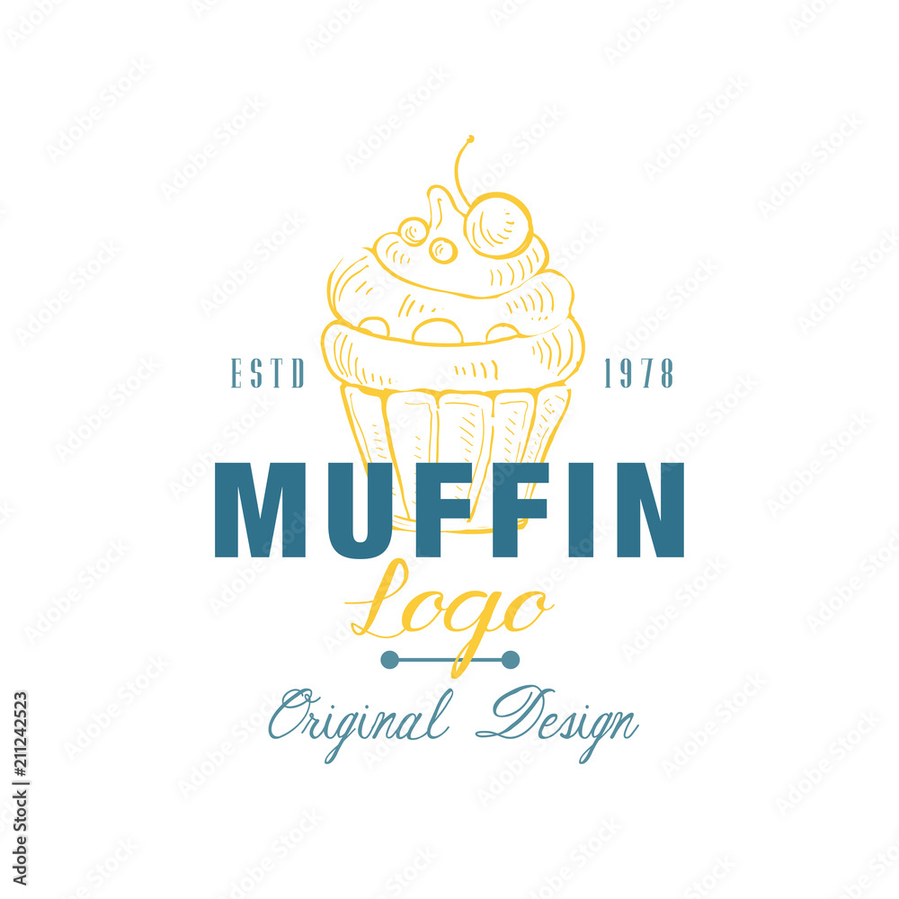 Muffin logo original design estd 1978, emblem for bakery shop, cafe ...