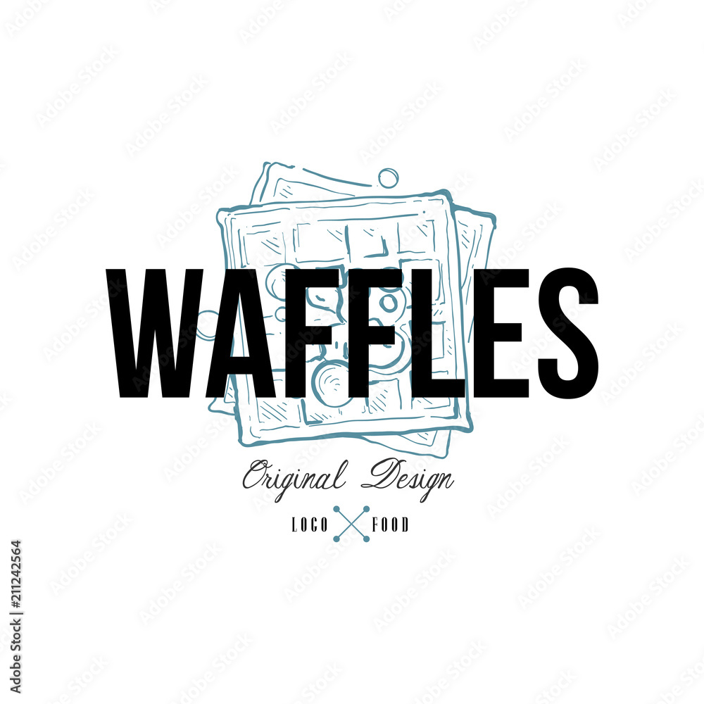 Waffles food logo original design, retro emblem for bakery shop, cafe ...