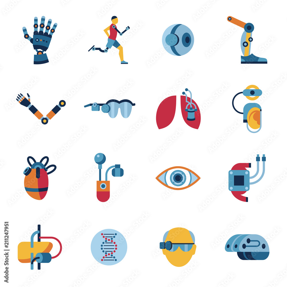 Bionics and artificial intelligence icon set Stock Vector | Adobe Stock