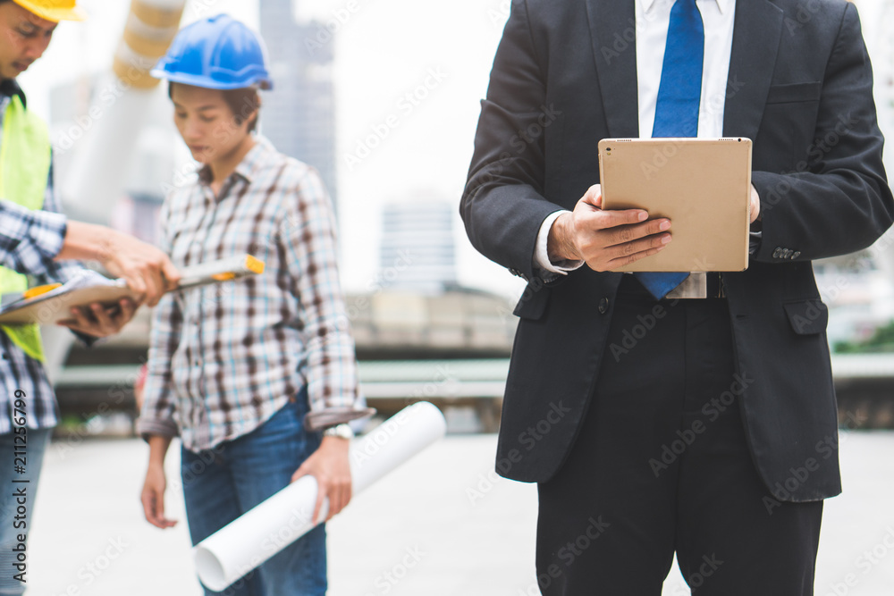 Construction and contractor team working together. Project manager ...