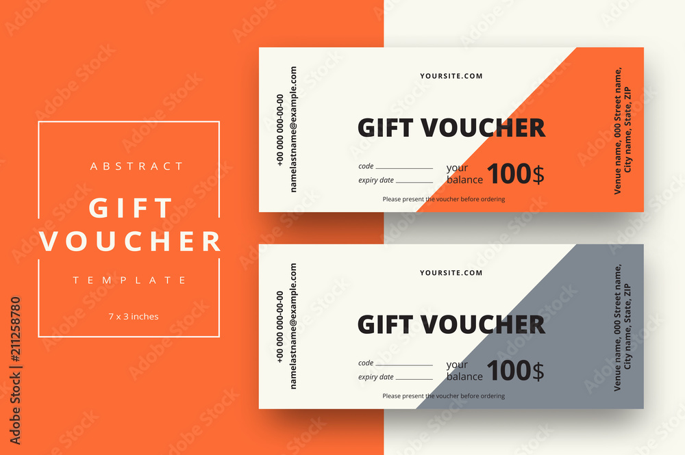 Abstract gift voucher card template. Modern discount coupon or ...