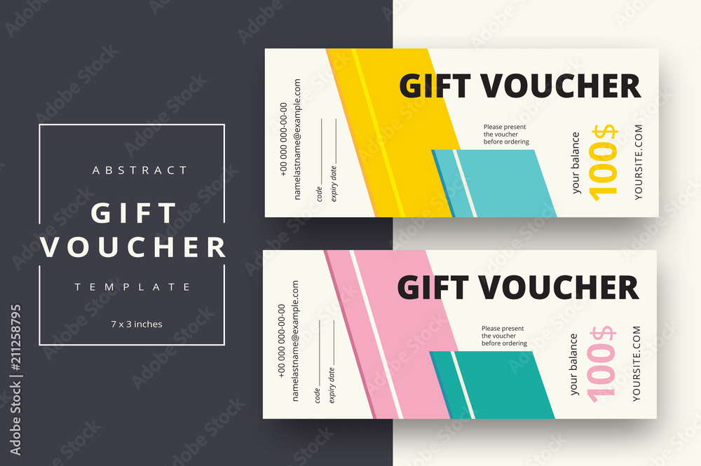Abstract gift voucher card template. Modern discount coupon or ...