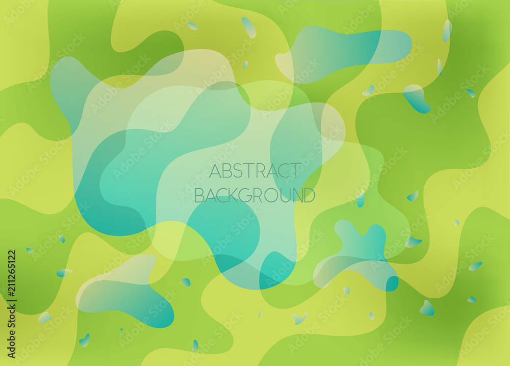 Abstract green and blue vibrant background with wavy shapes. Bright ...