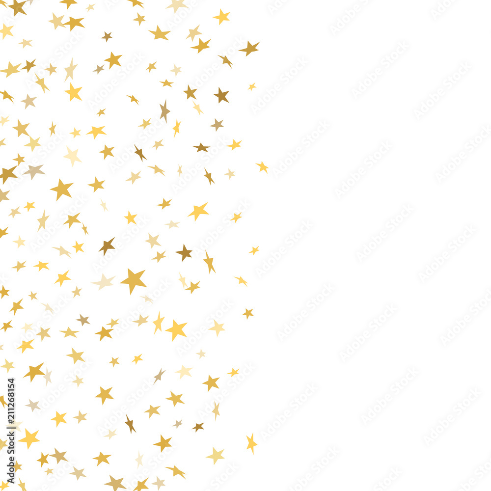 Gold star confetti celebration isolated on white background. Falling stars golden abstract ...