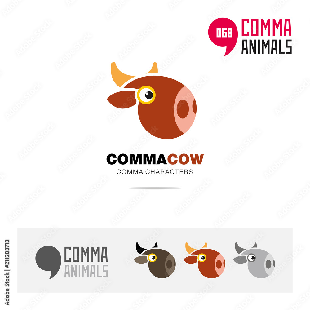 Cow animal concept icon set and modern brand identity logo template and ...