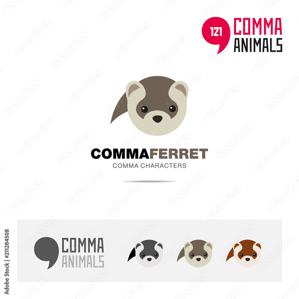 Ferret animal concept icon set and modern brand identity logo template ...