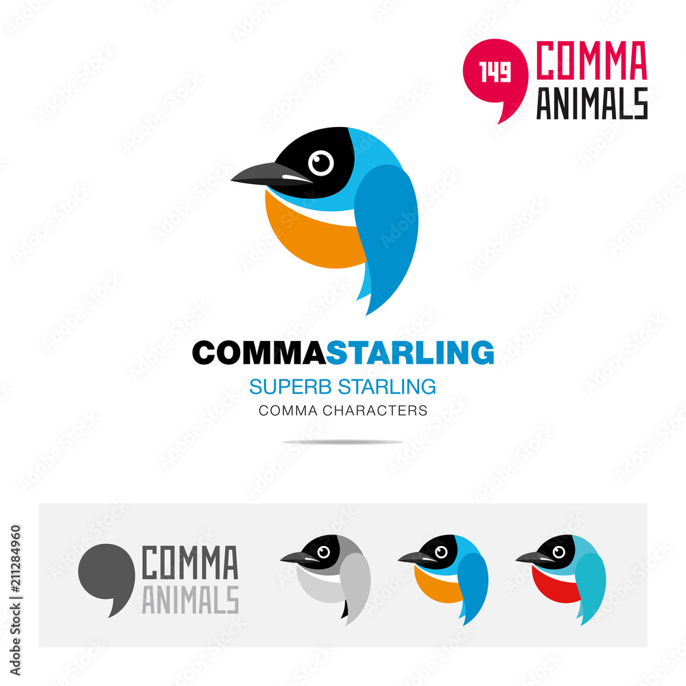 Starling bird concept icon set and modern brand identity logo template ...