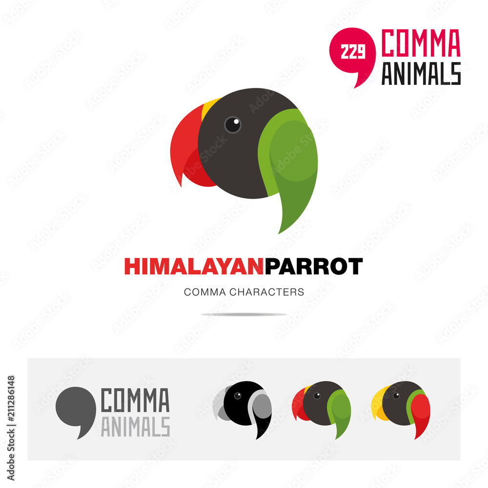 Himalayan parrot bird concept icon set and modern brand identity logo ...