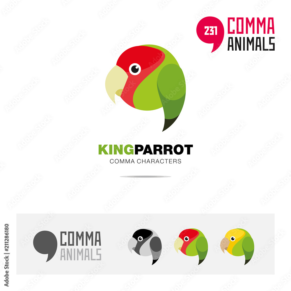 King parrot bird concept icon set and modern brand identity logo ...