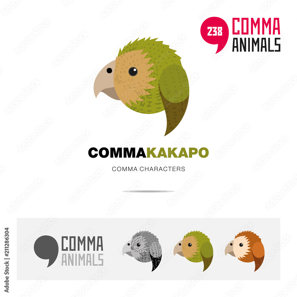 Kakapo bird concept icon set and modern brand identity logo template ...