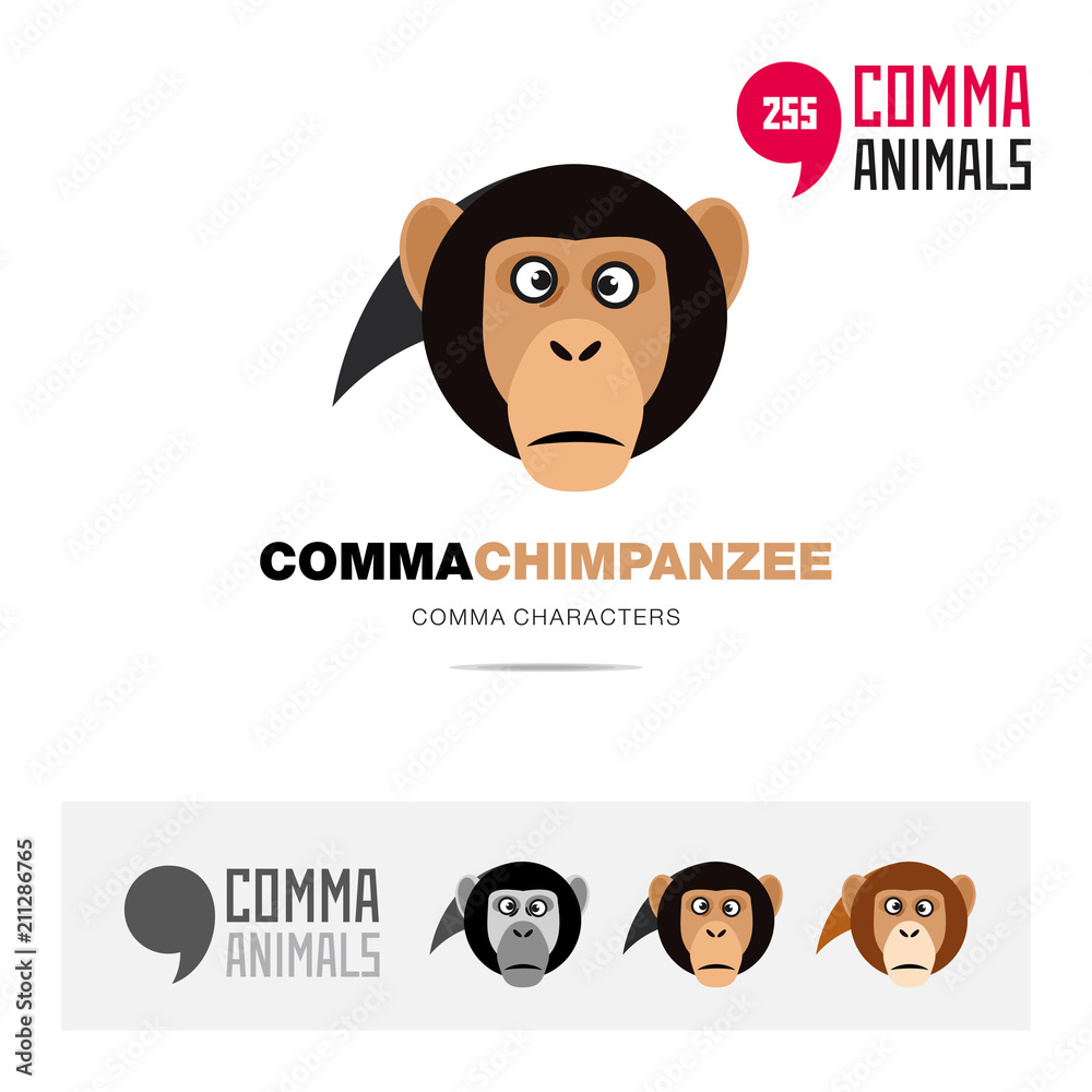 Chimpanzee Ape animal concept icon set and modern brand identity logo ...