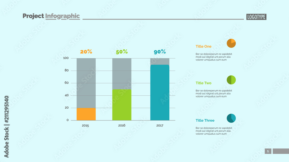 Sales increasing chart slide template. Business data. Graph, diagram ...