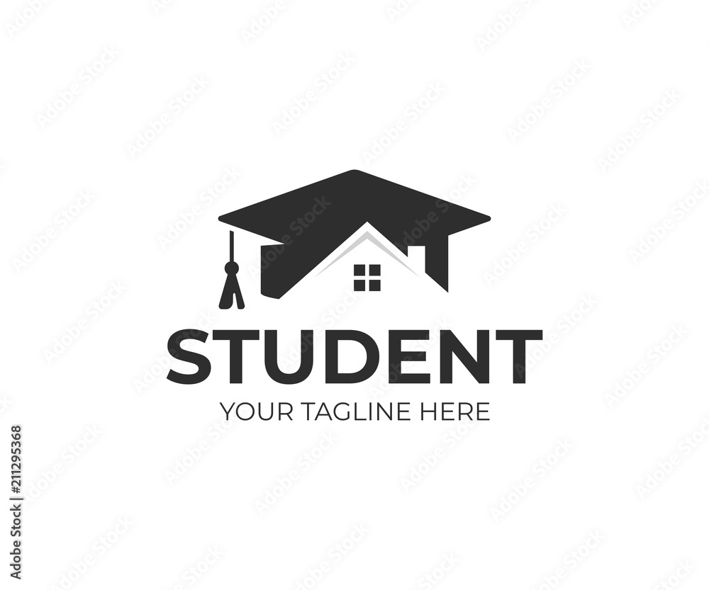 Student housing logo template. Students accommodation vector design ...